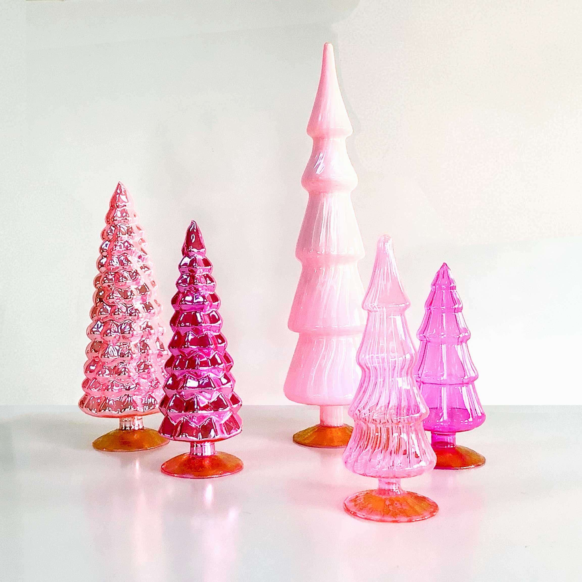 Pink Hue Large Glass Christmas Tree Set of 5 17 - Etsy