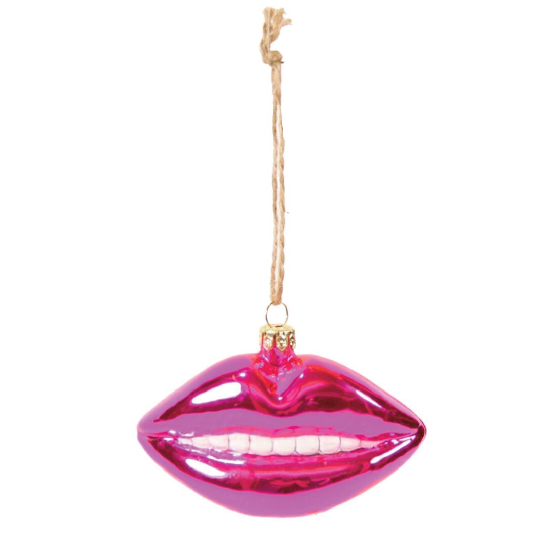 Pink Lips Glass Ornament, Cody Foster Glass Bauble - Etsy