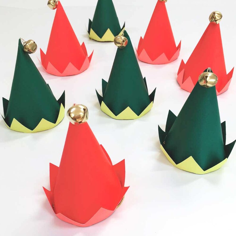 Mini Elf Party Hats Set of 8 Jingle Bell Christmas Hat - Etsy