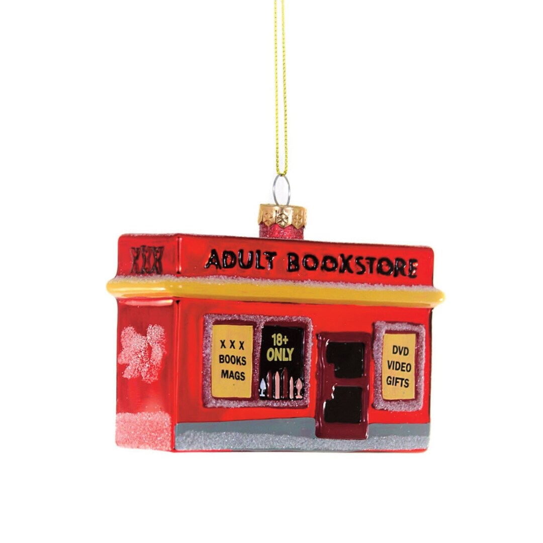 Adult Book Store Ornament, X-rated Christmas Village, Cody Foster Glass ...
