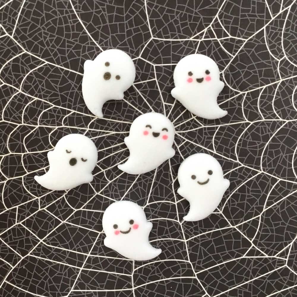 Edible Ghost Sugars (12), Halloween Decorations for Cupcakes, Halloween ...