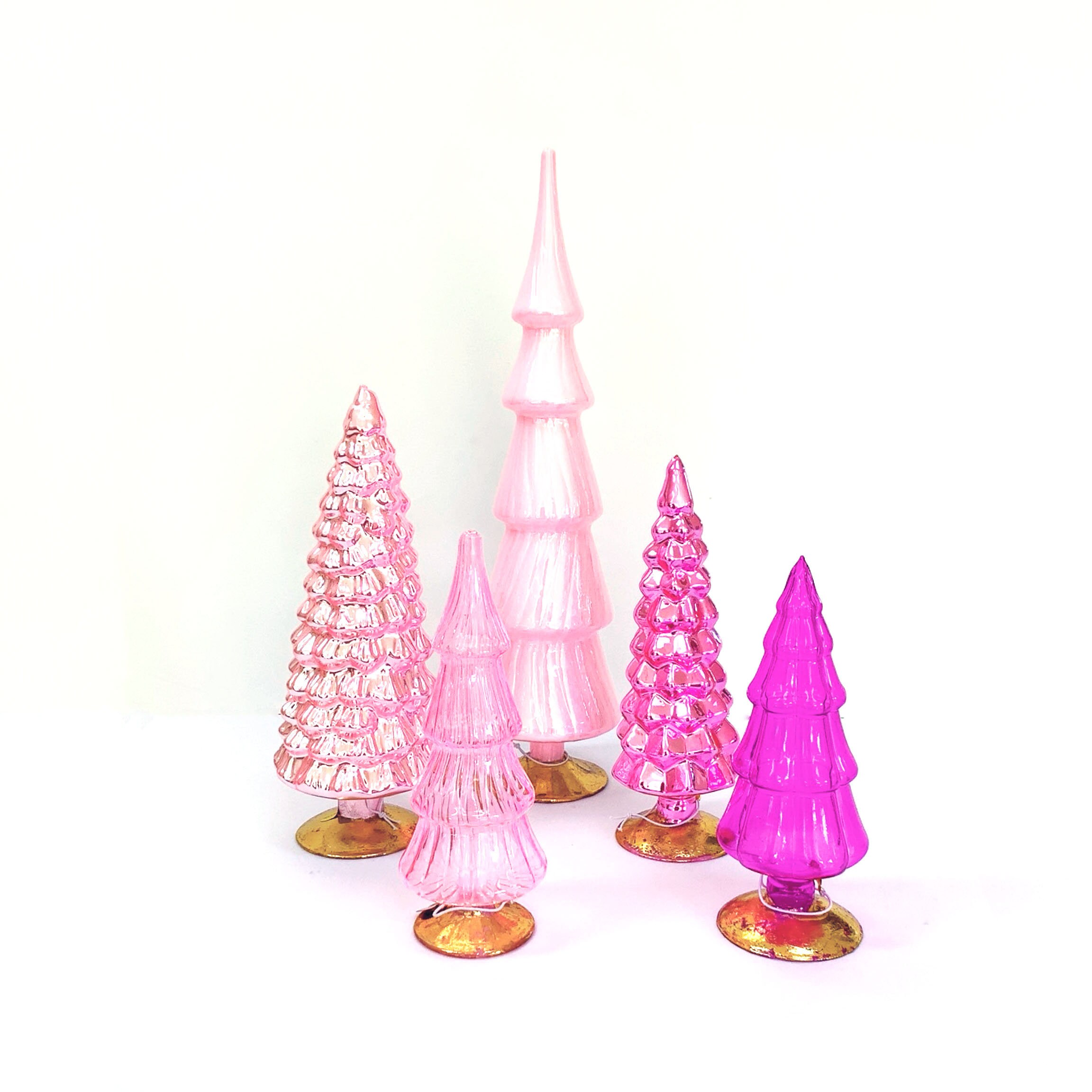 Pink Hue Large Glass Christmas Tree Set of 5 17 - Etsy