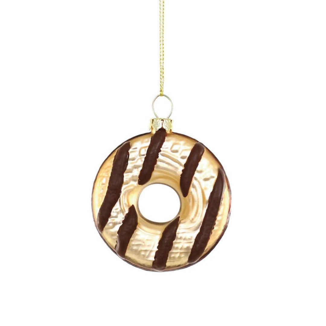 Fudge Striped Cookie Ornament, Chocolate Shortbread Bauble, Cody Foster ...