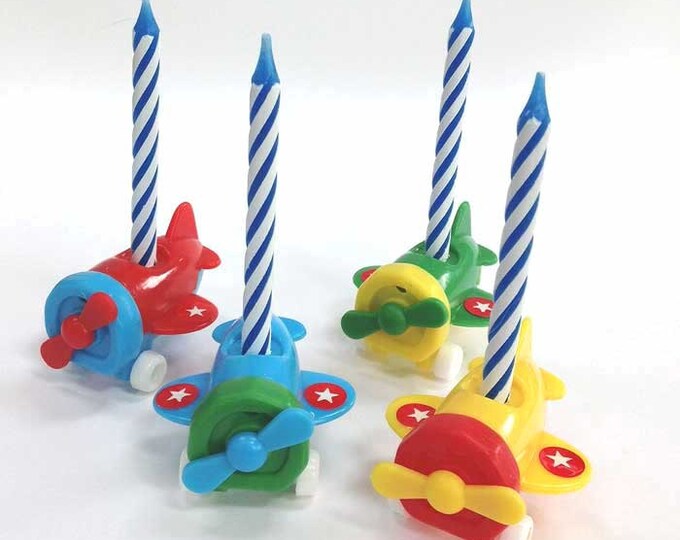 Airplane Candle Holders Plane Cake Toppers Pilot Birthday - Etsy