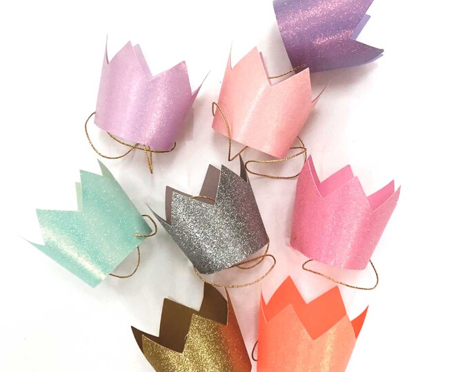 Glitter Party Crowns, Birthday Crown Kids, Glitter Party Hats, Set of 8 ...