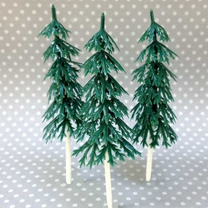 12 Small Pine Tree Cake Toppers, 3-inch Plastic Evergreens, Miniature ...