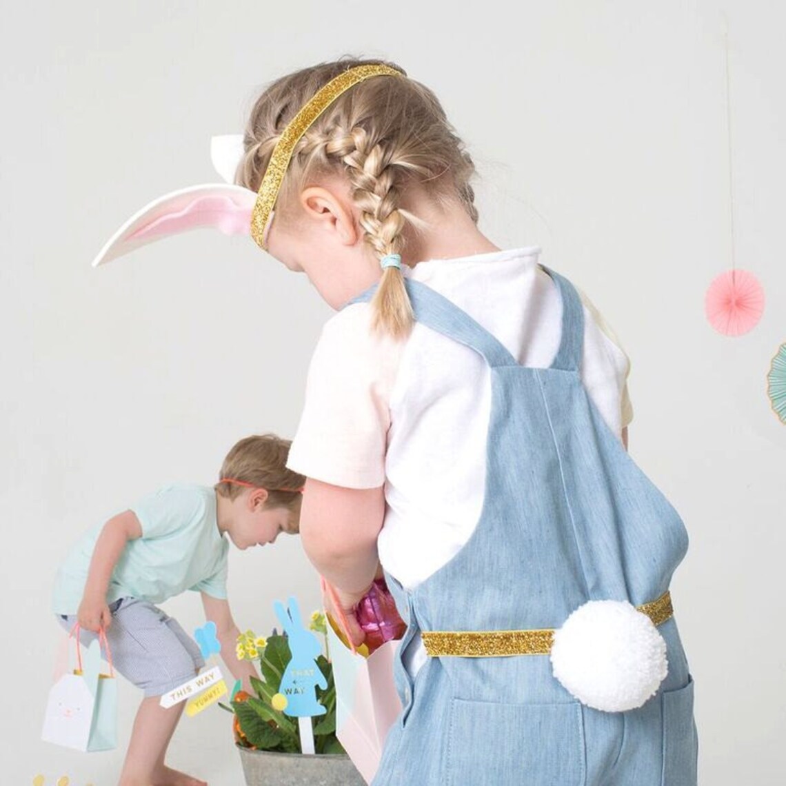 Bunny Ears and Tail Easter Bunny Headband Toddler Dress-up - Etsy