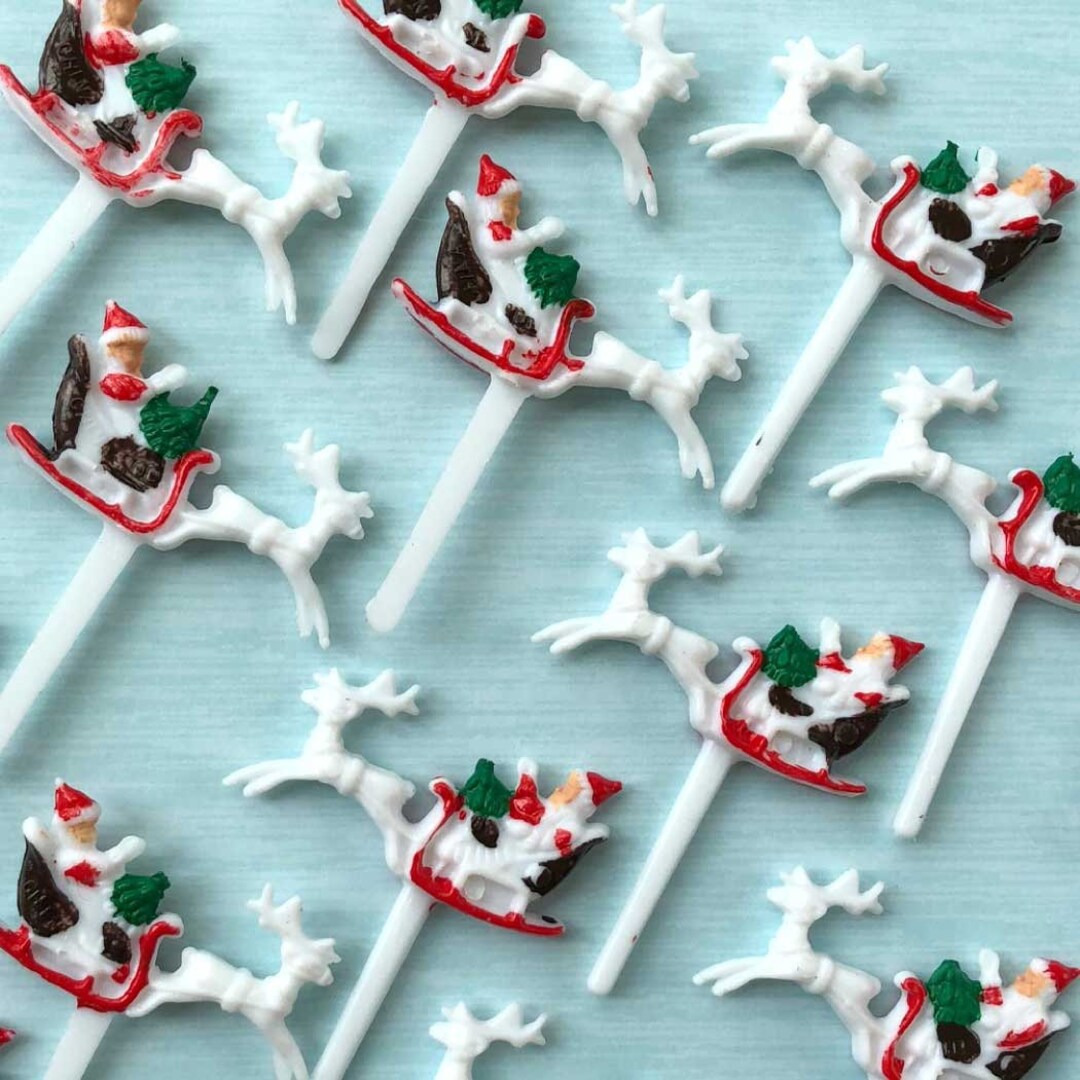 Santa in Sleigh Cupcake Picks (12), Christmas Toppers - Etsy
