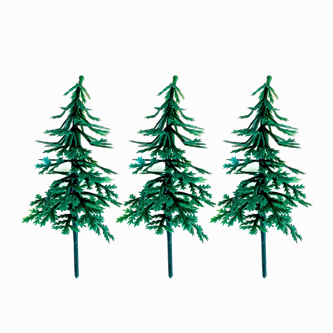 12 Spruce Tree Cupcake Toppers, Plastic Evergreen Fir Cake Picks - Etsy