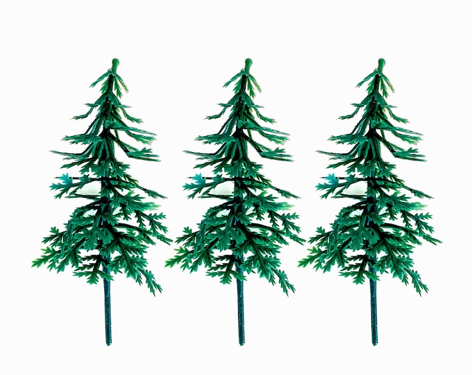12 Spruce Tree Cupcake Toppers, Plastic Evergreen Fir Cake Picks - Etsy