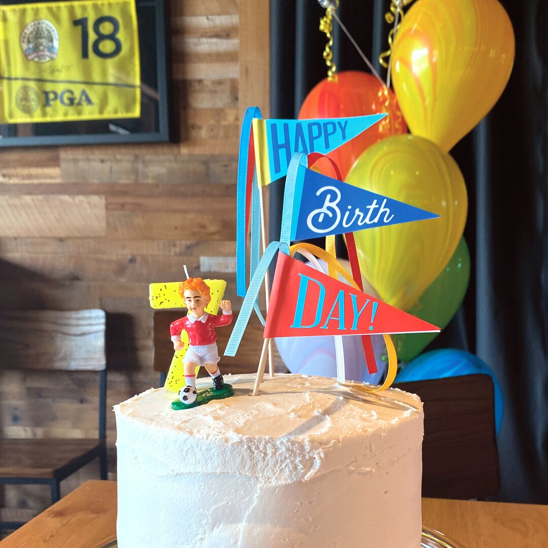 Toppers de bandera de banderín de pastel de feliz cumpleaños ...
