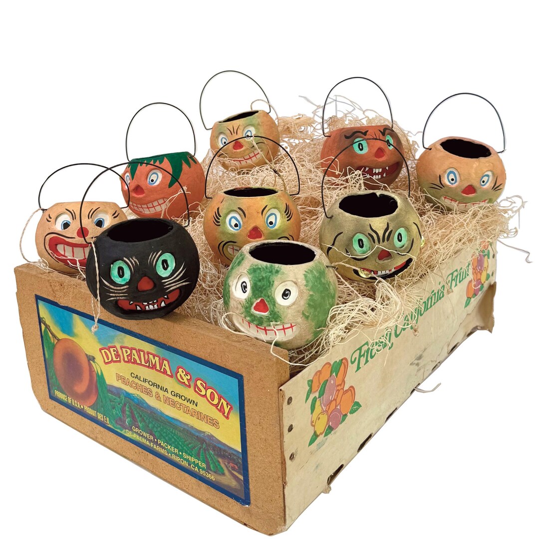 Pumpkin Face Buckets, Vintage-inspired Halloween Decor Sold Singly - Etsy