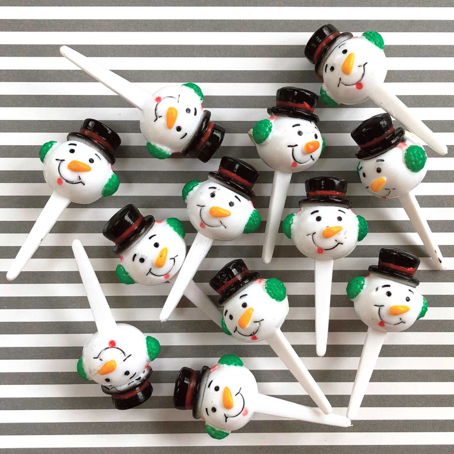 3-D Snowman Cake / Cupcake Picks (12), Christmas Frosty Toppers With ...