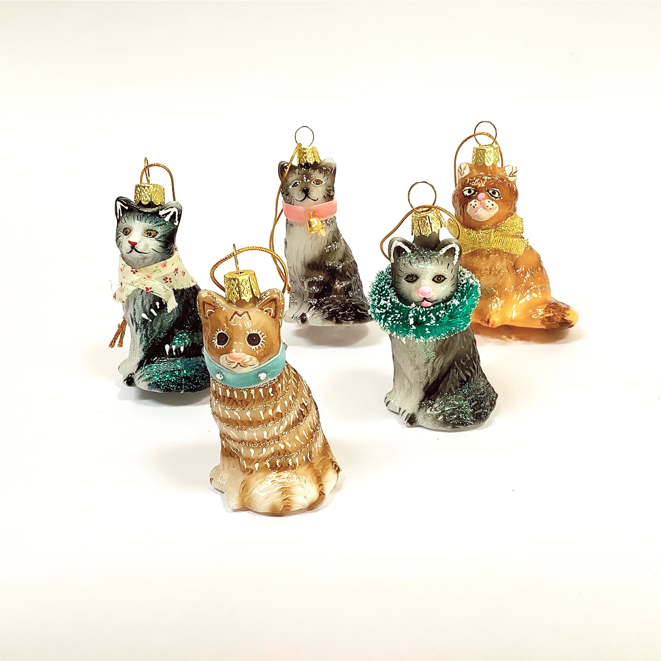 Cat Christmas Ornament 1 Kitties With Holiday Collars - Etsy