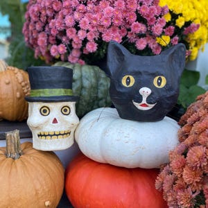 Vintage Black Cat Candy Bucket, Folk Art Halloween Decor - Etsy