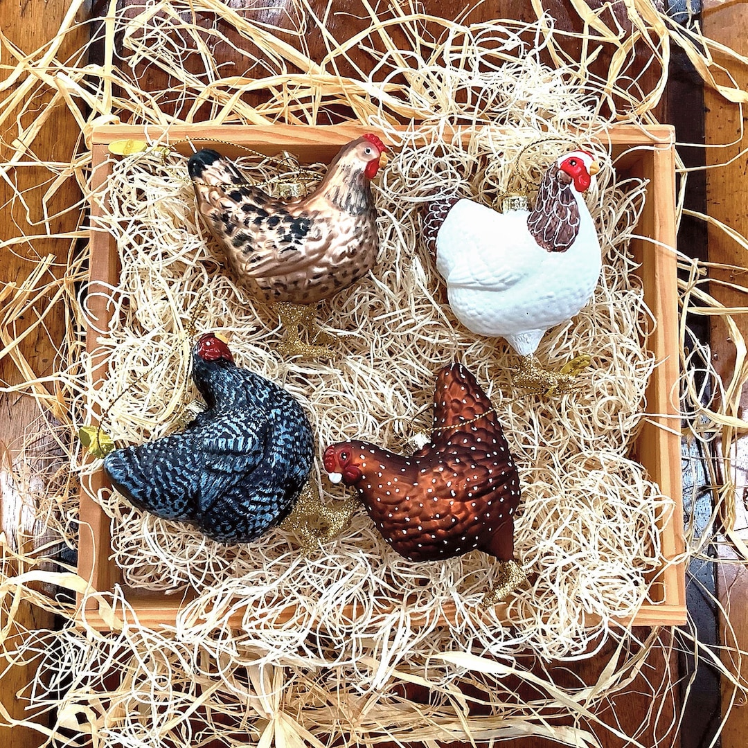 Farmhouse Hens Ornament, Christmas Chickens, Cody Foster - Etsy