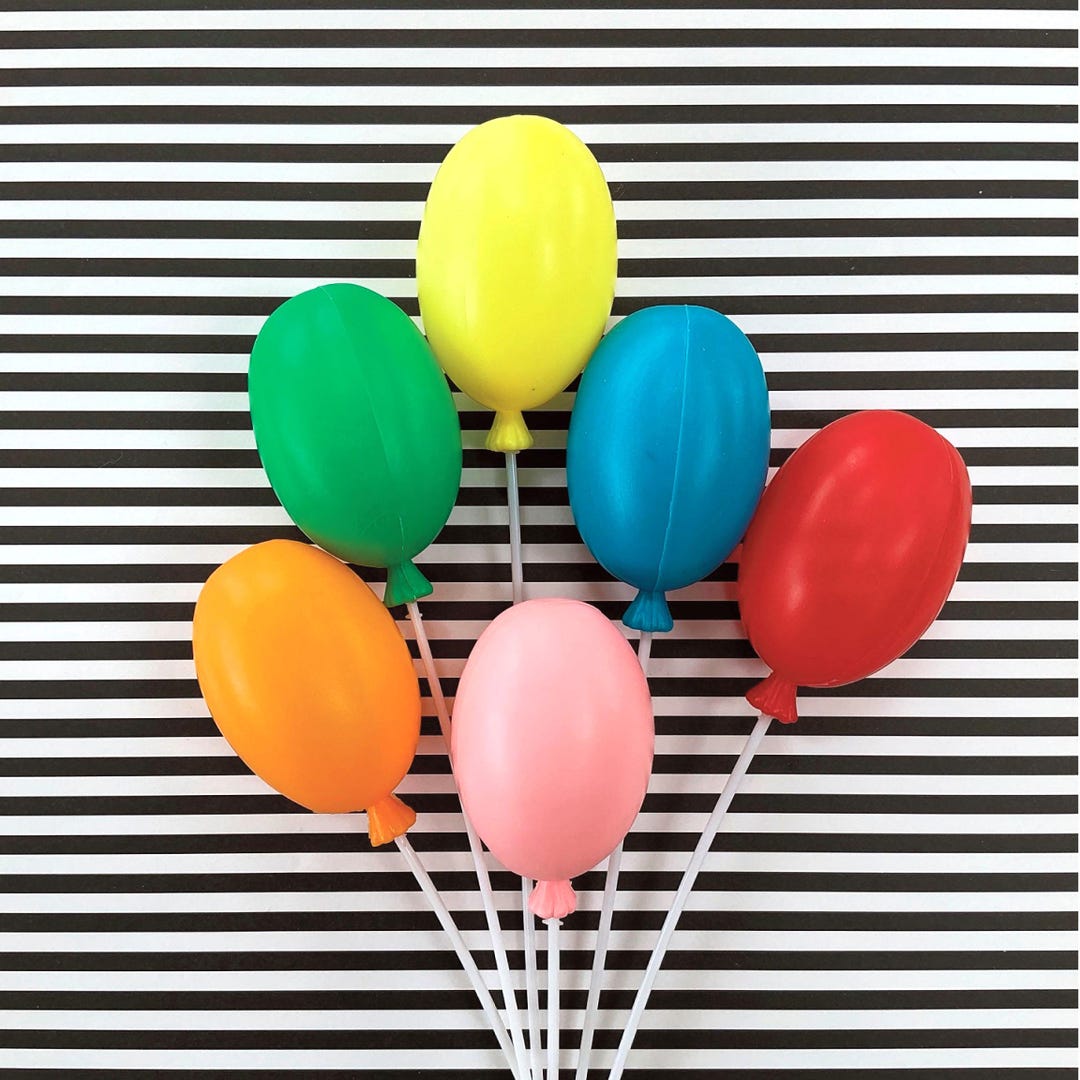 Vintage Cake Balloons on Sticks (set of 6), Large Party Balloon Picks ...
