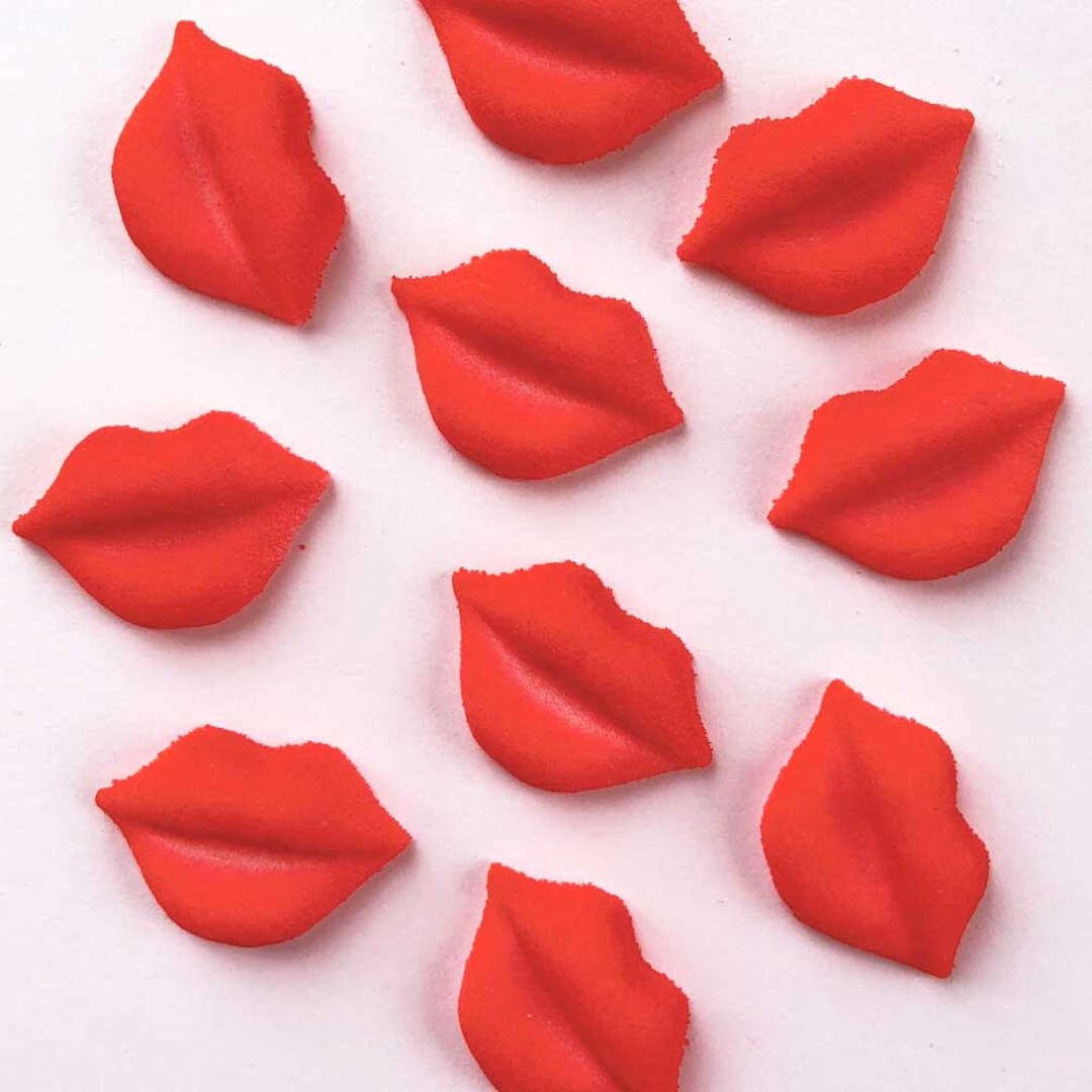 Red Lips Edible Sugars (12) Cake Toppers, Red Lipstick Cupcakes - Etsy