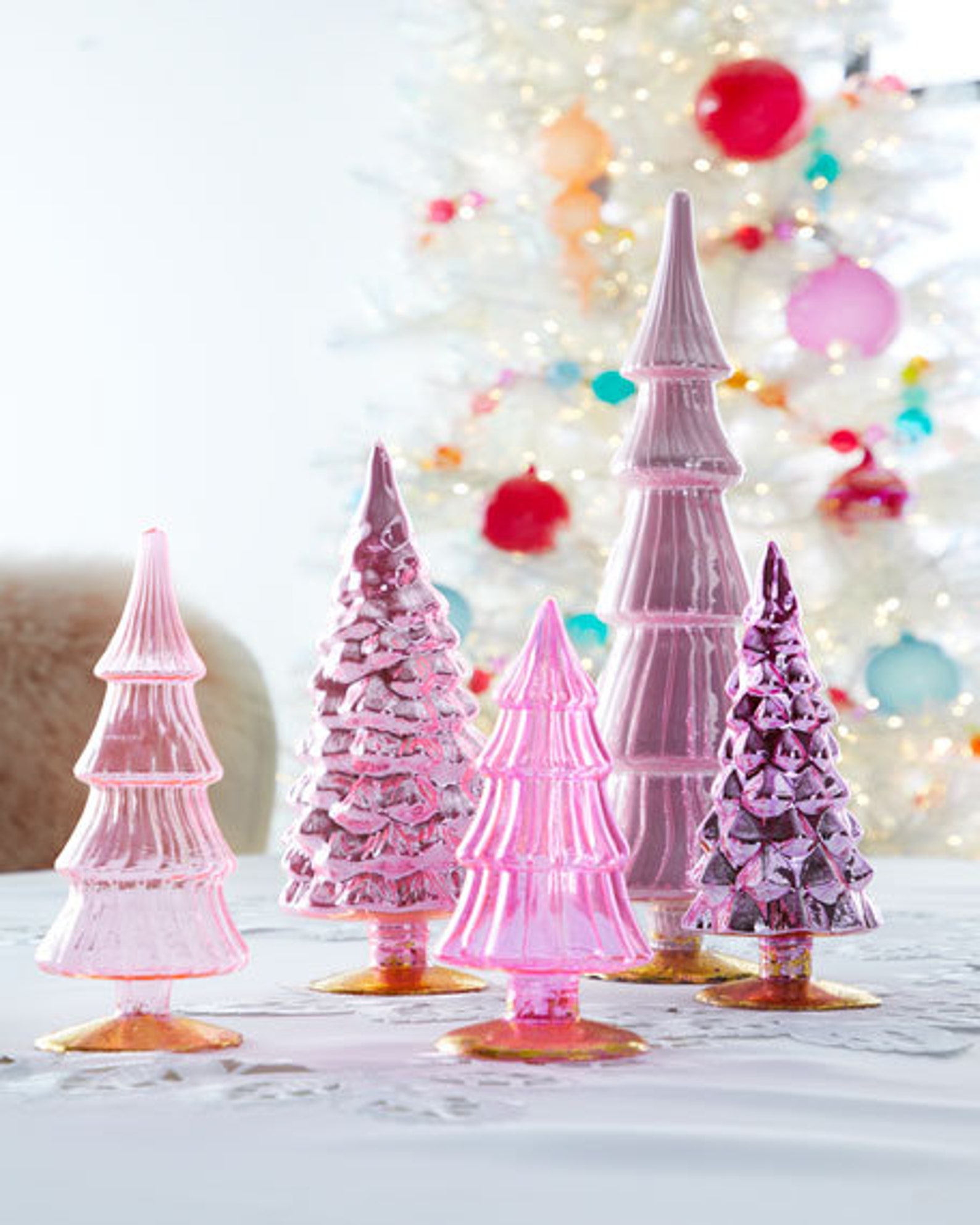Pink Hue Large Glass Christmas Tree Set of 5 17 - Etsy