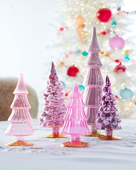 Pink Hue Large Glass Christmas Tree Set of 5 17 - Etsy