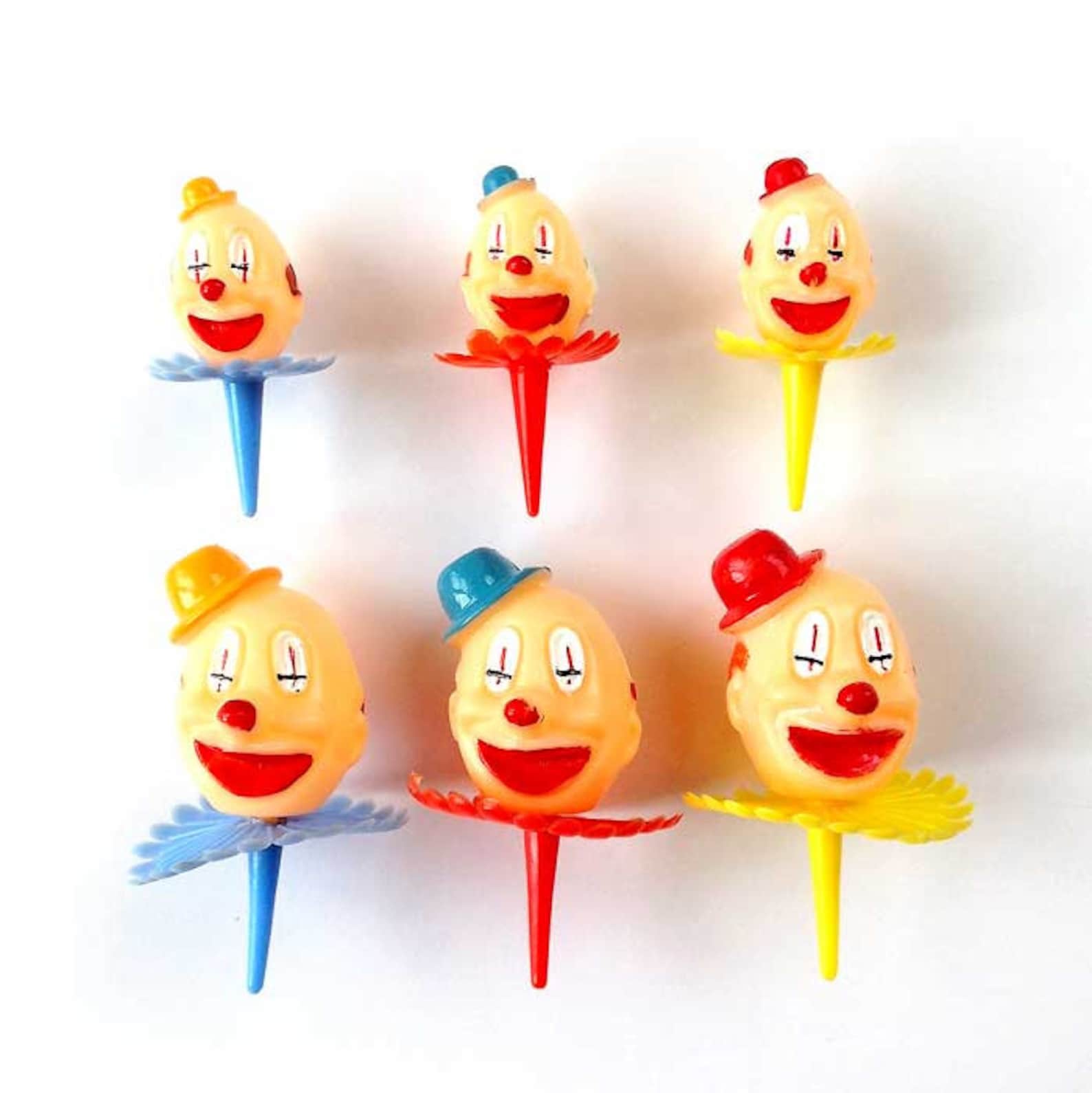Jumbo Clown Cupcake Toppers 12 Vintage Clown Cake Picks - Etsy