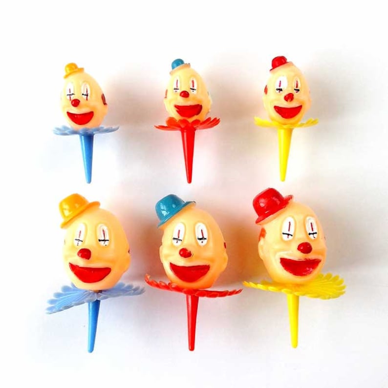 Jumbo Clown Cupcake Toppers (12): Vintage Circus Party Picks - Etsy