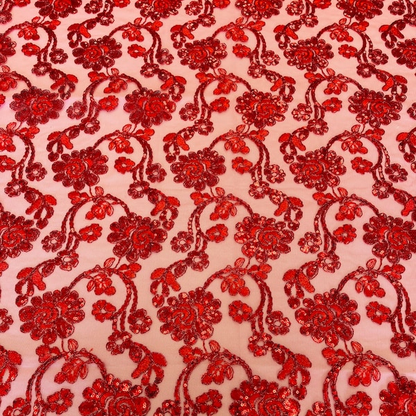 Red Lace Fabric - Etsy