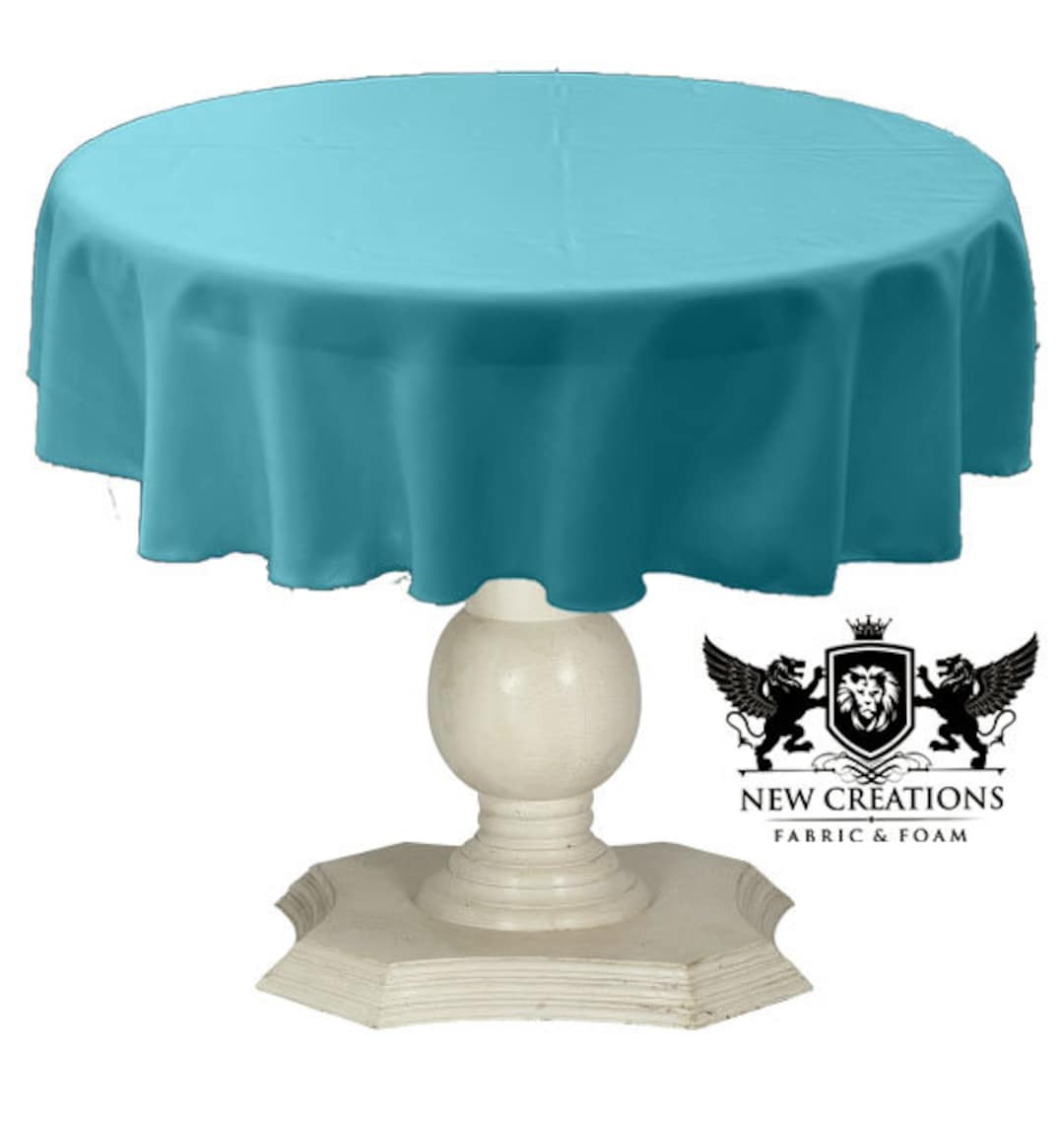 Aqua Blue Round Tablecloth Solid Dull Bridal Satin Overlay for Small ...