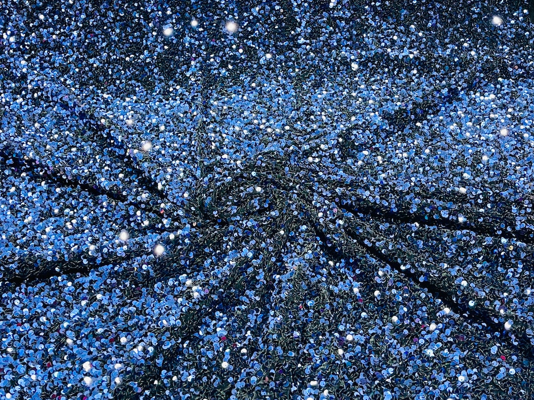 Navy Blue 5mm Sequins on a Stretch Velvet 2-way Stretch, Sold by the ...