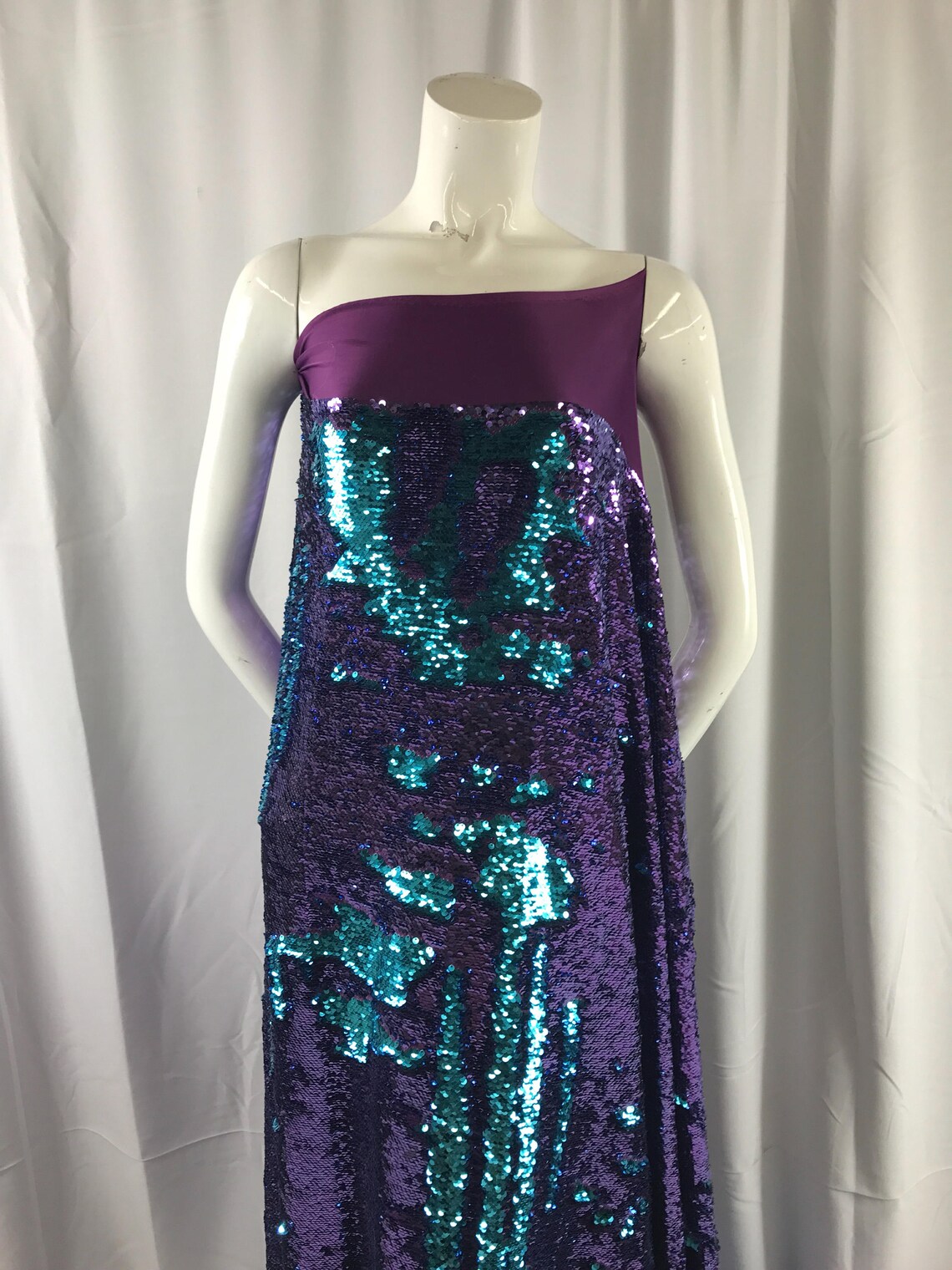 Purple-turquoise Mermaid Fish Scales 2 Way Stretch Lycra 2 Way - Etsy