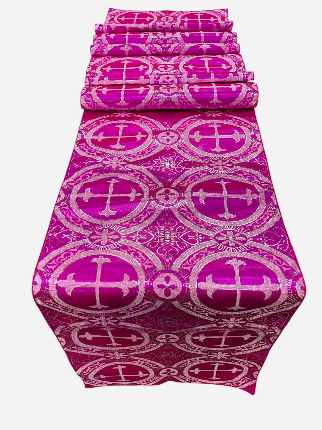 Fuchsia / Silver - Religious Brocade Runner Tablecloth | Liturgical ...