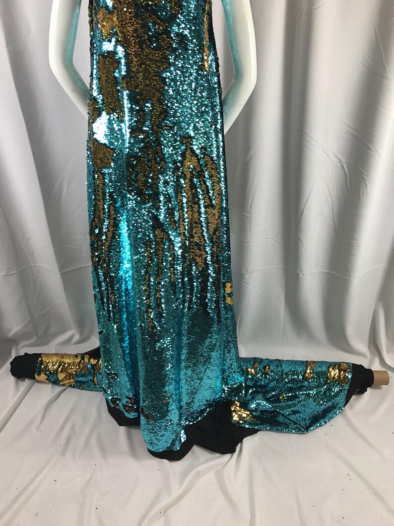 Turquoise-gold Mermaid Fish Scales 2 Way Stretch Lycra 2 Tone Flip Flop ...