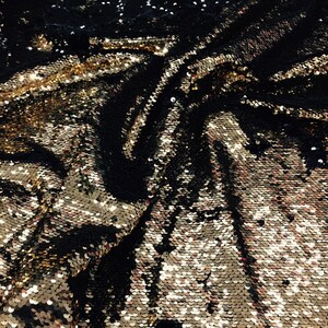 Gold/black Hologram Mermaid Fish Scales- 2 Way Stretch Lycra- 2 Tone ...