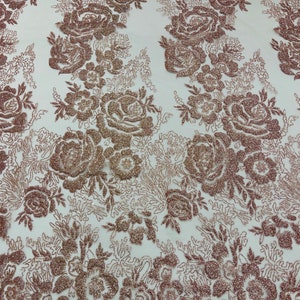 Rose Gold Glitter Roses Design on A Mesh Lace Fabric. - Etsy