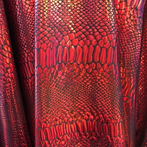 Iridescent Snake Skin Print on Nylon Two Way Stretch Spandex Fabric by ...