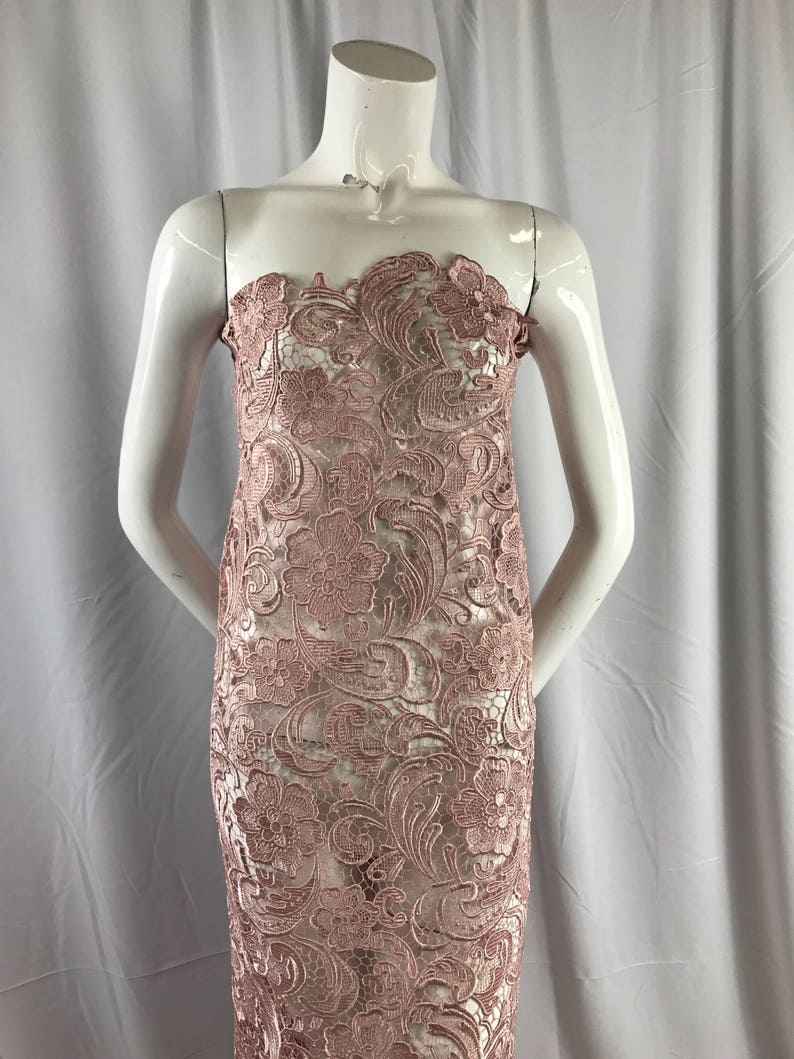 Fascinating Dusty Rose Light Weight Guipure Design-prom-nightgown ...