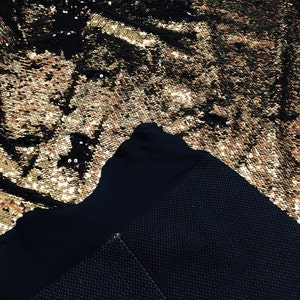 Gold/black Hologram Mermaid Fish Scales- 2 Way Stretch Lycra- 2 Tone ...