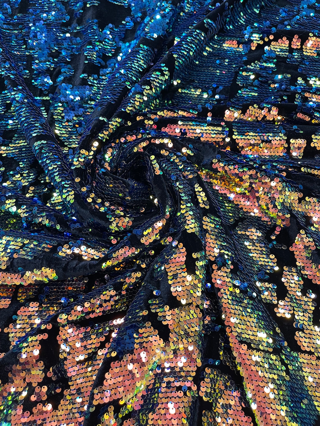 Rainbow/royal Blue Iridescent Sequins Flip Two Tone Camouflage Design ...