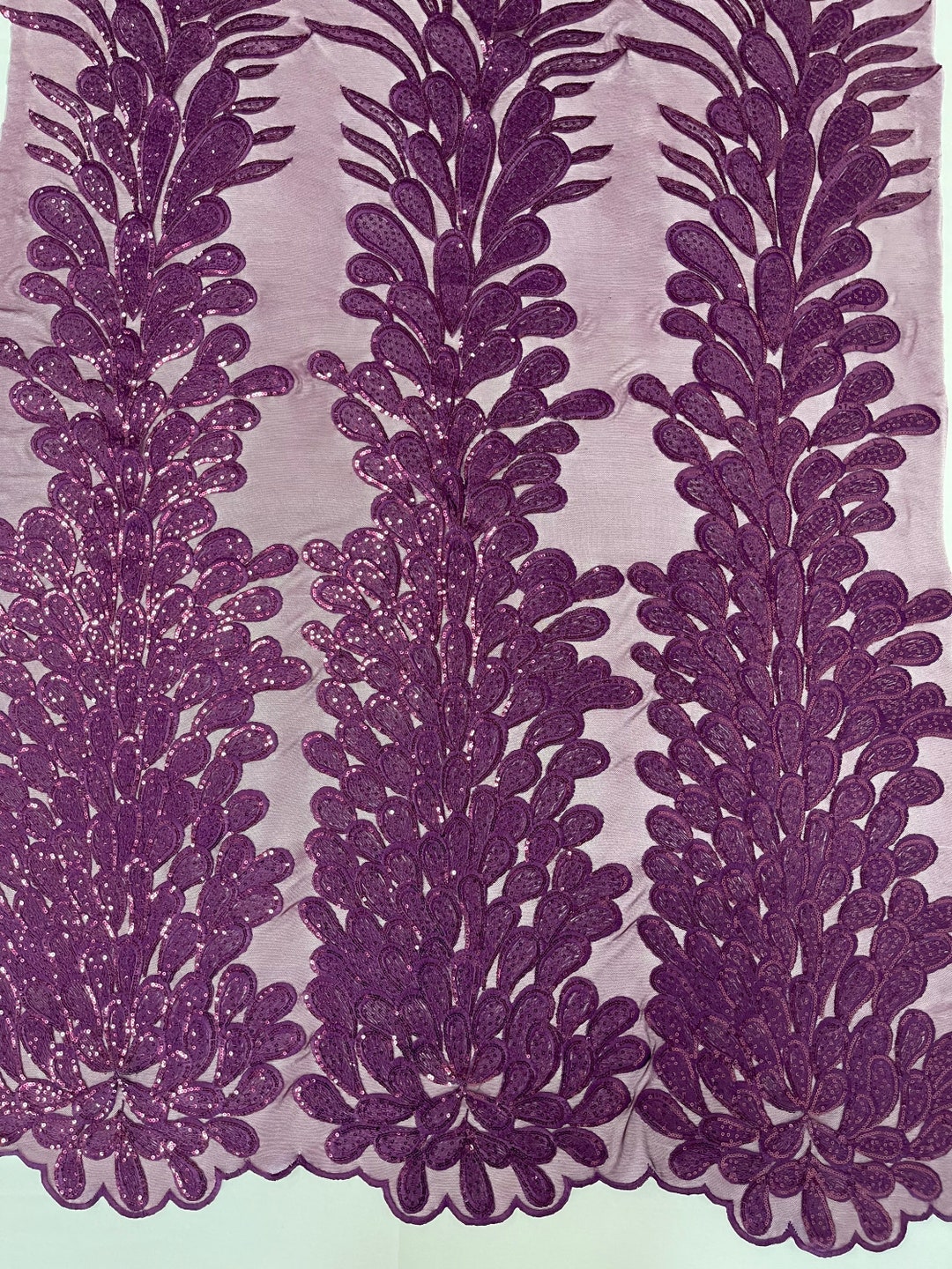 Eggplant Vegas Design-feathers Peacock With Embroidery Sequins on ...