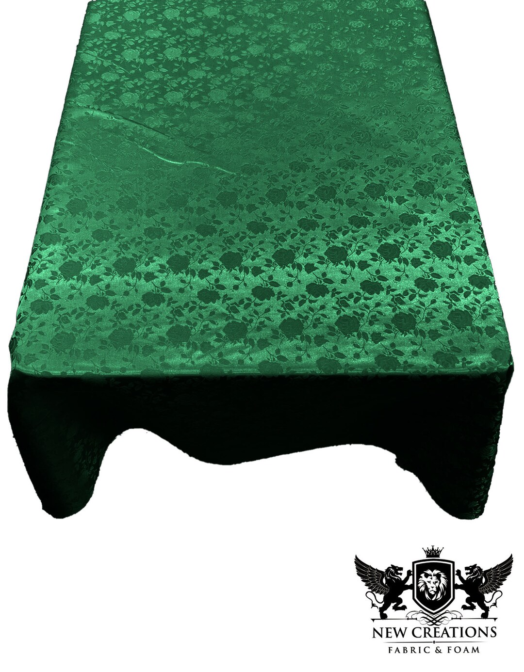 Hunter Green Roses Jacquard Satin Rectangular Tablecloth Seamless/party ...
