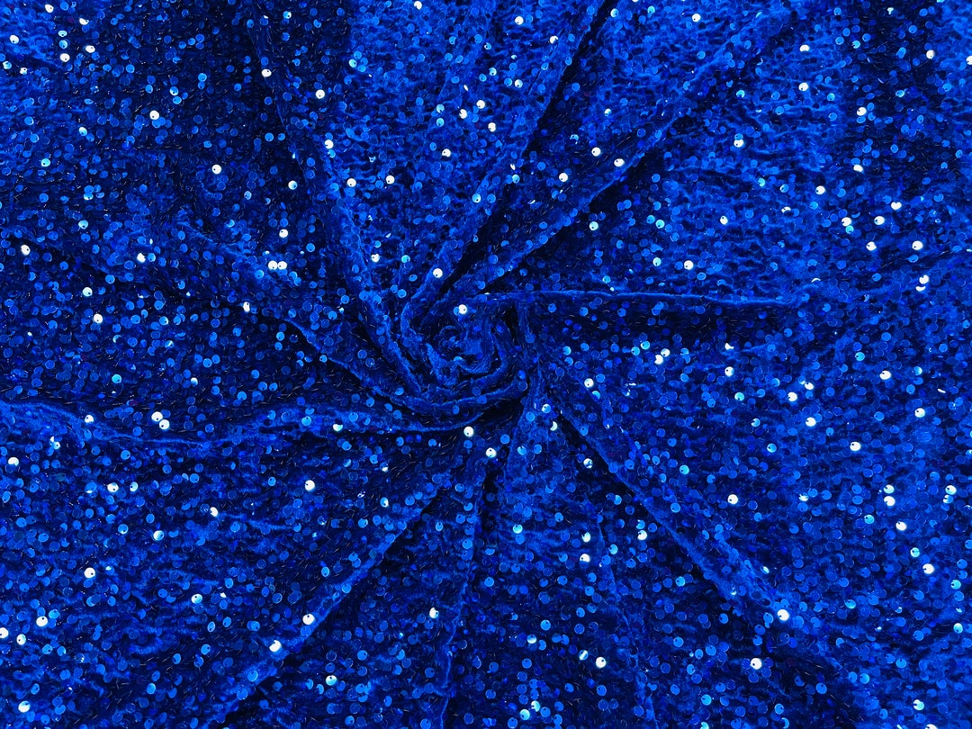 Royal Blue Economic All Over Shiny Sequins on a 2 Way Stretch Velvet ...