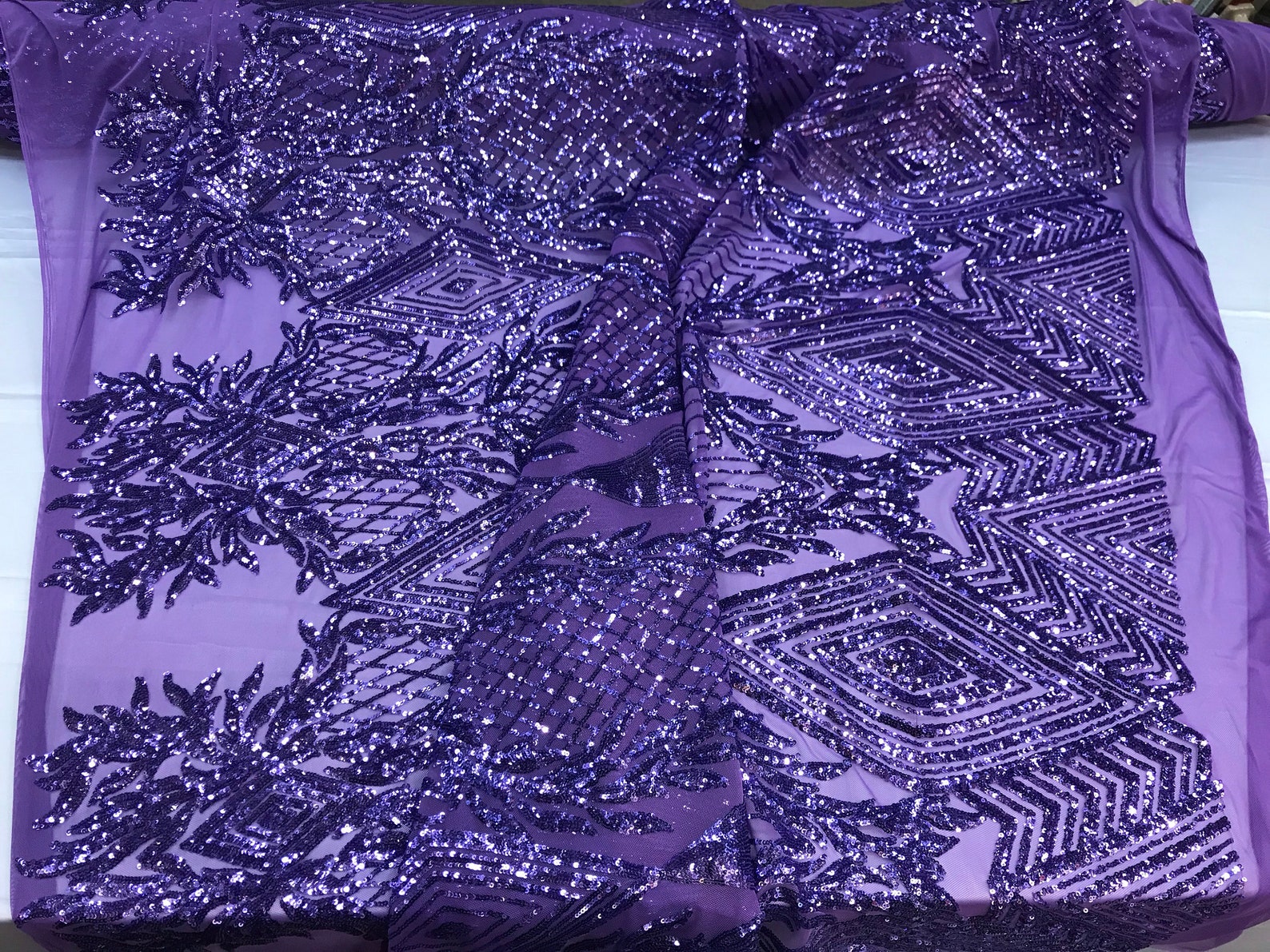 Lavender Geometric Diamond Design With Shiny Sequins on a 4 - Etsy