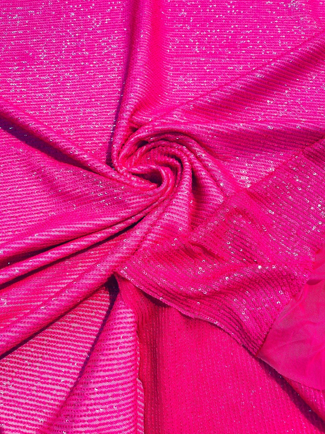 Hot Pink Chain Shiny Sequins Design on a 4 Way Stretch Mesh Fabric ...