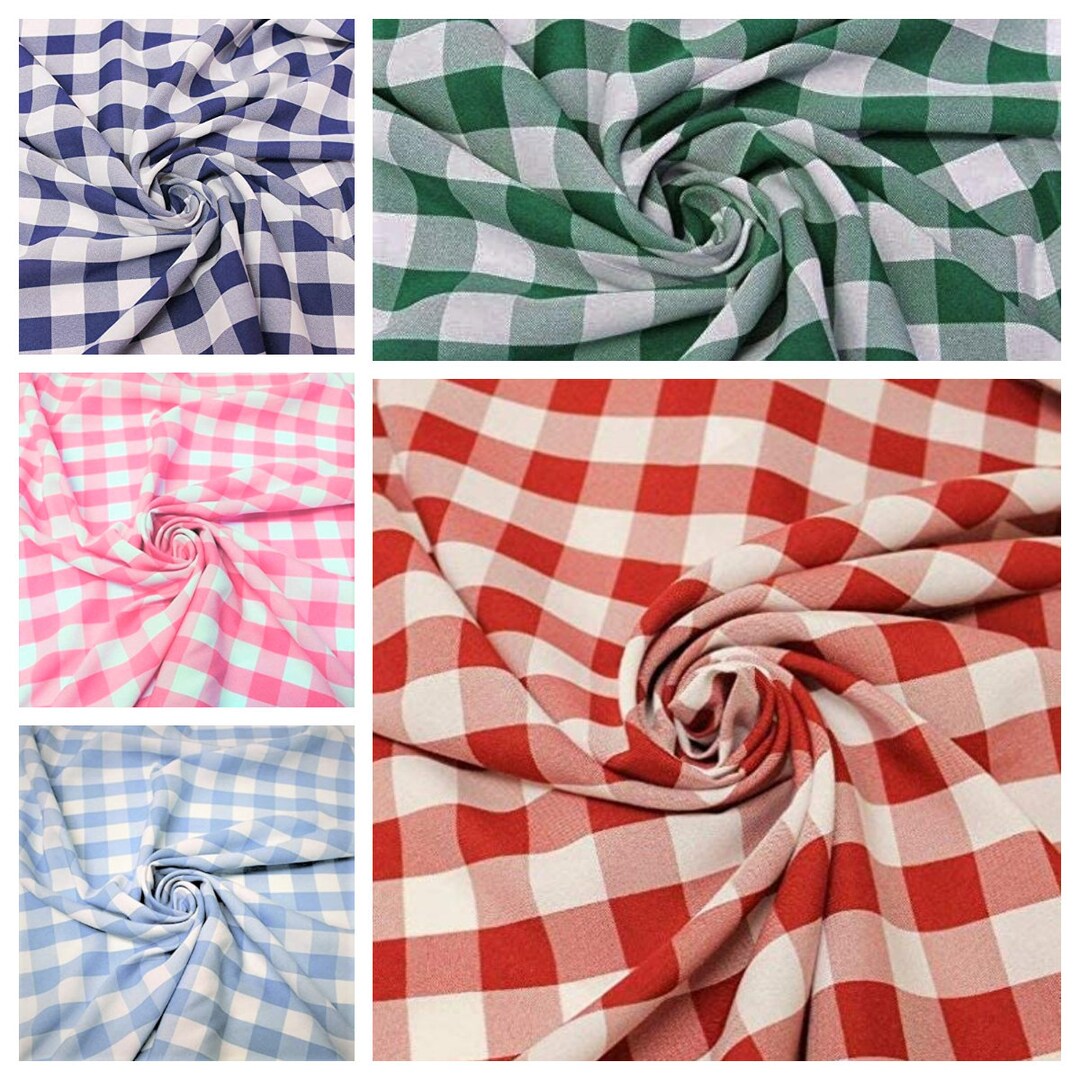Gingham Checkered Fabric by the Yard/60" Wide 100% Polyester Poplin 1 ...