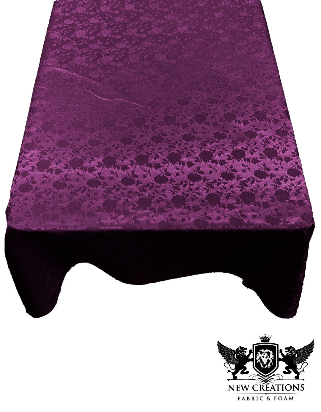 Plum Roses Jacquard Satin Rectangular Tablecloth Seamless/party Supply ...