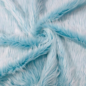 Light Blue Shaggy Long Pile Soft Faux Fur Fabric for Fur Suit, Cosplay ...