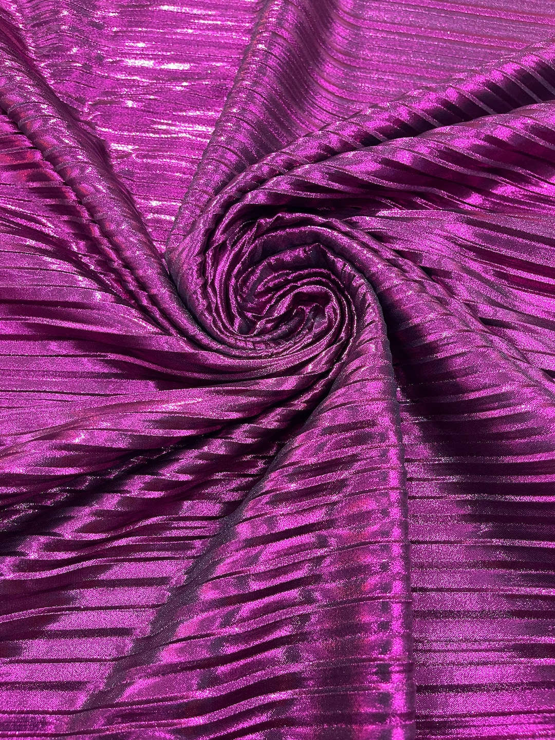 Fuchsia Metallic Accordion Pleated Polyester Fabric/stretch Fabric ...