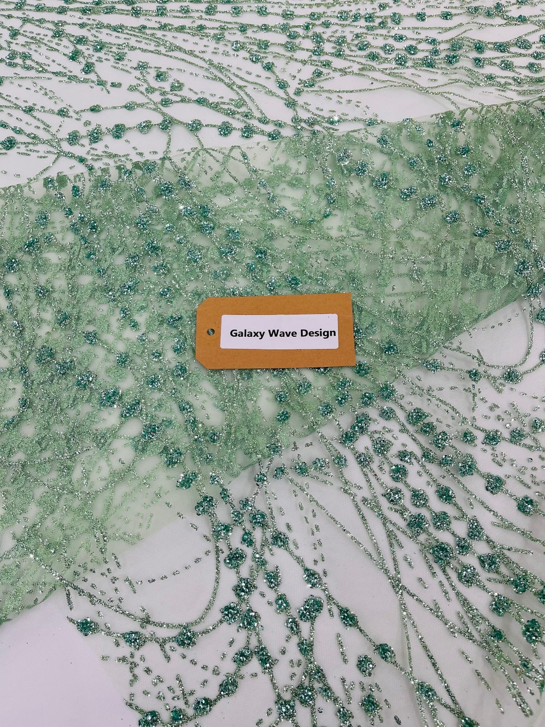 Mint Green Glitter Galaxy Design on A Mesh Lace Fabric/prom. - Etsy