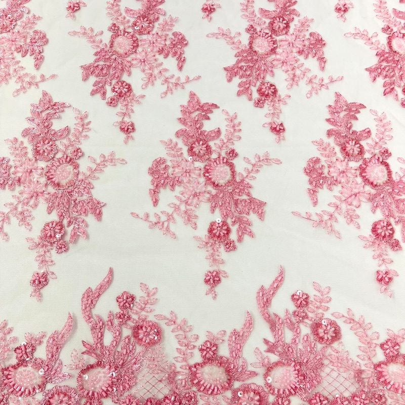 Pink Lace Fabric - Etsy UK