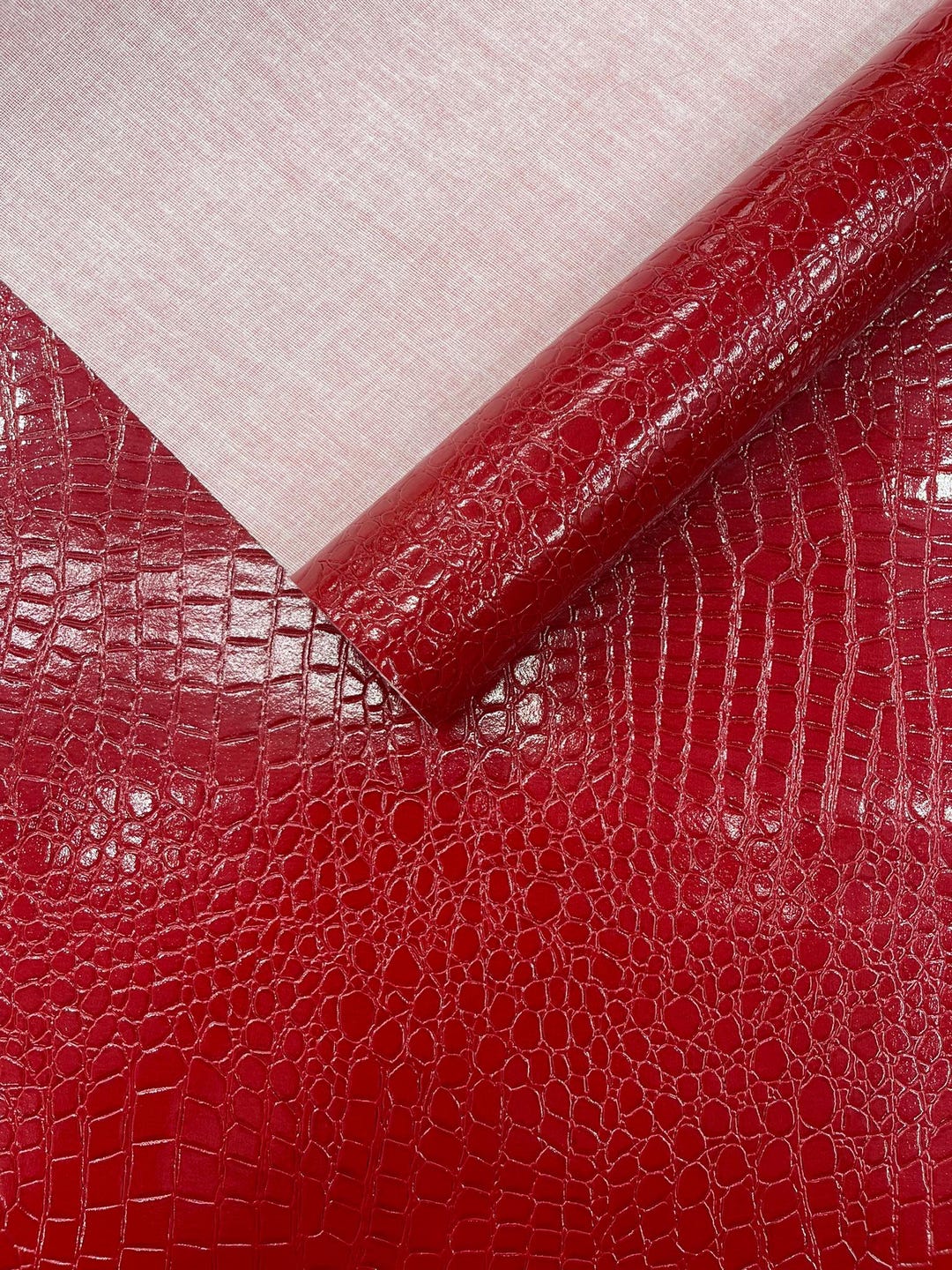 Red Shiny Alligator 3D Embossed Vinyl Fabric, 54" Wide Upholstery ...